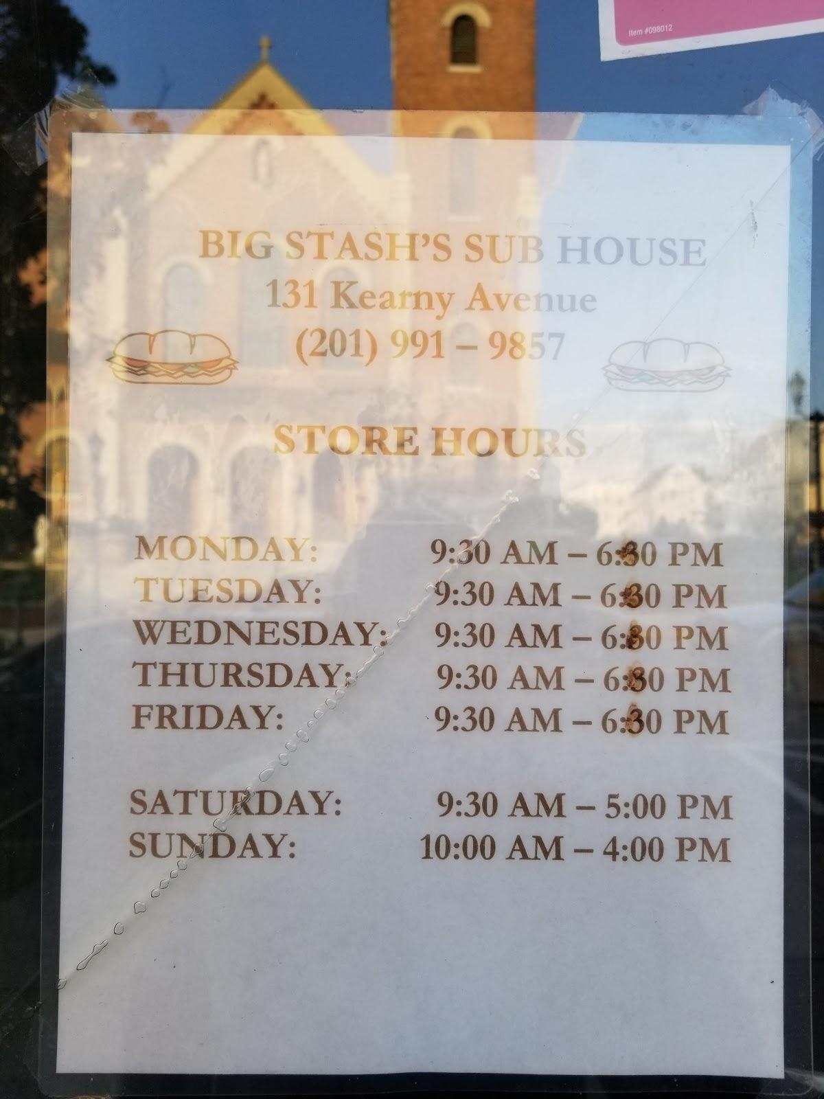 Menu at Big Stashs Sub House restaurant, Kearny