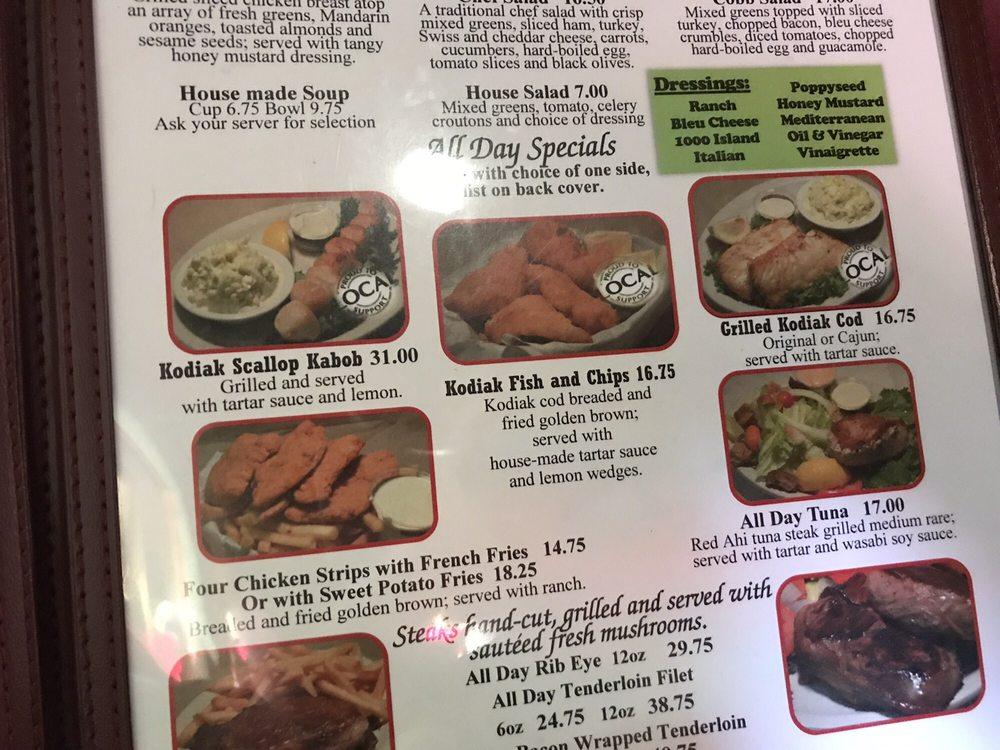 Menu at Henry's Great Alaskan Restaurant, Kodiak