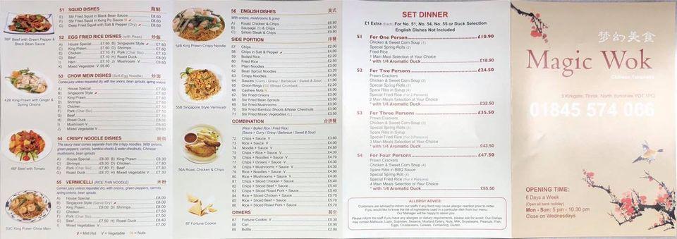 Menu at Magic Wok Chinese Takeaway fast food, Thirsk