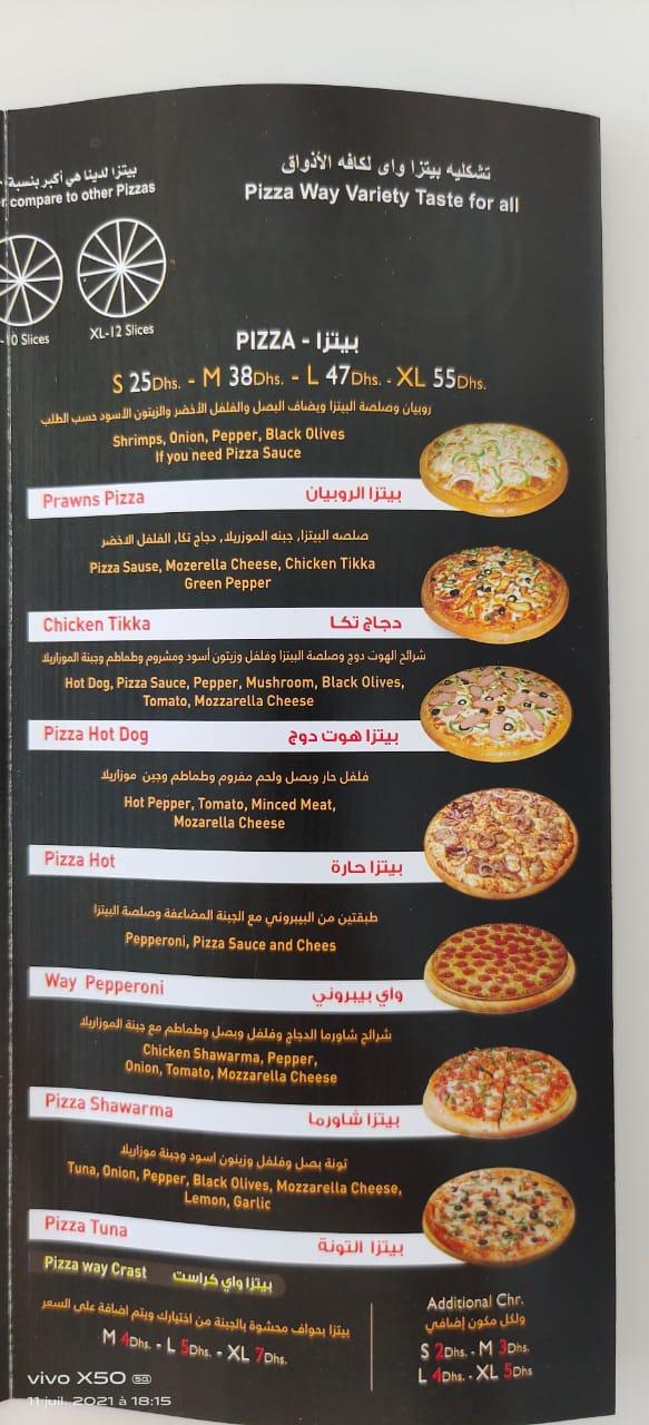 Menu at pizza way restaurant, Abu Dhabi, Al Falah Dr