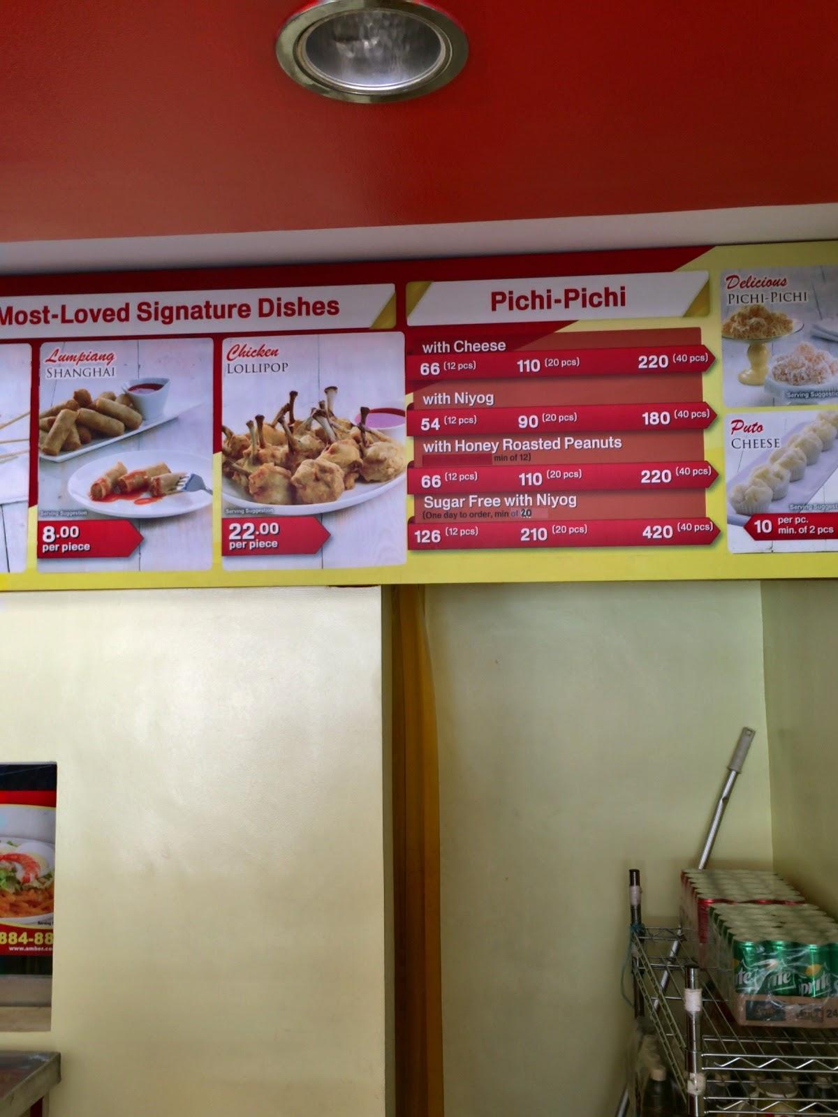 Menu at Amber restaurant, Las Pinas, 481 Alabang–Zapote Rd