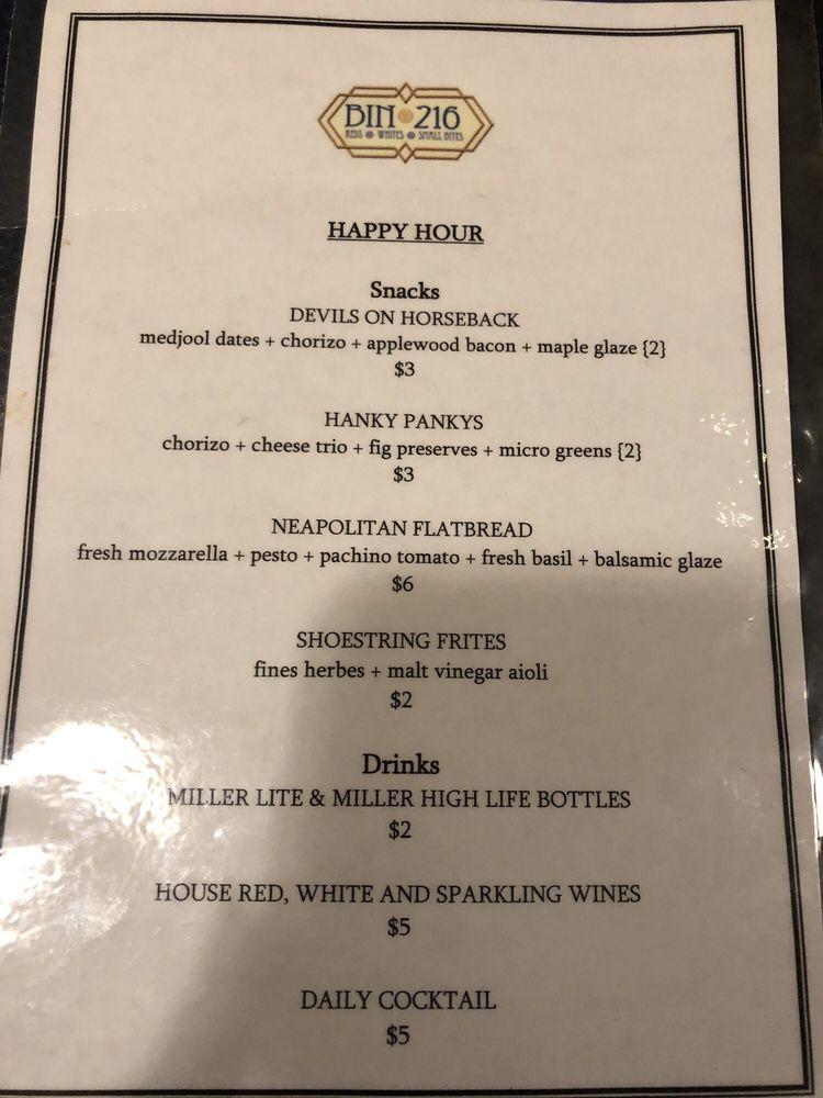 Menu at Bin 216 pub & bar, Cleveland