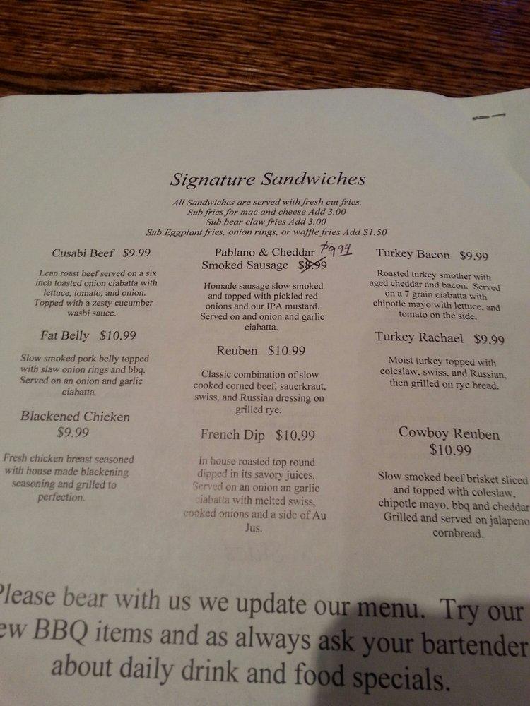 Carta del pub y bar Black Bear Inn, Watervliet