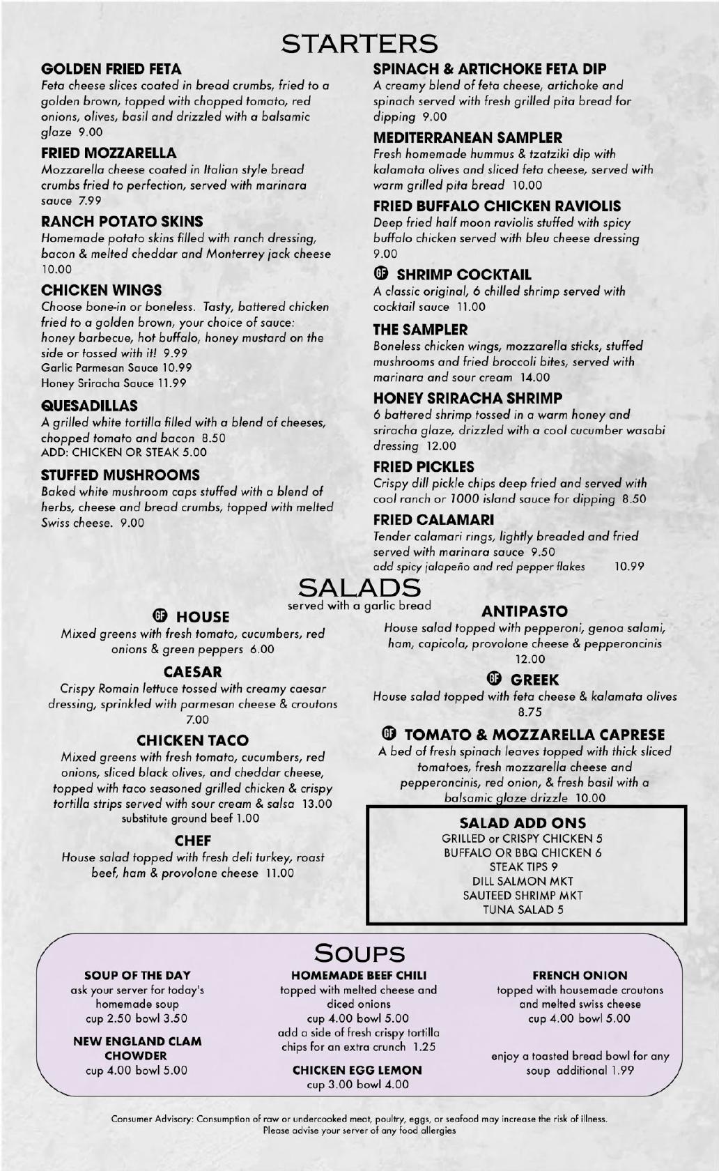Menu at Black & White Grille restaurant, Spencer