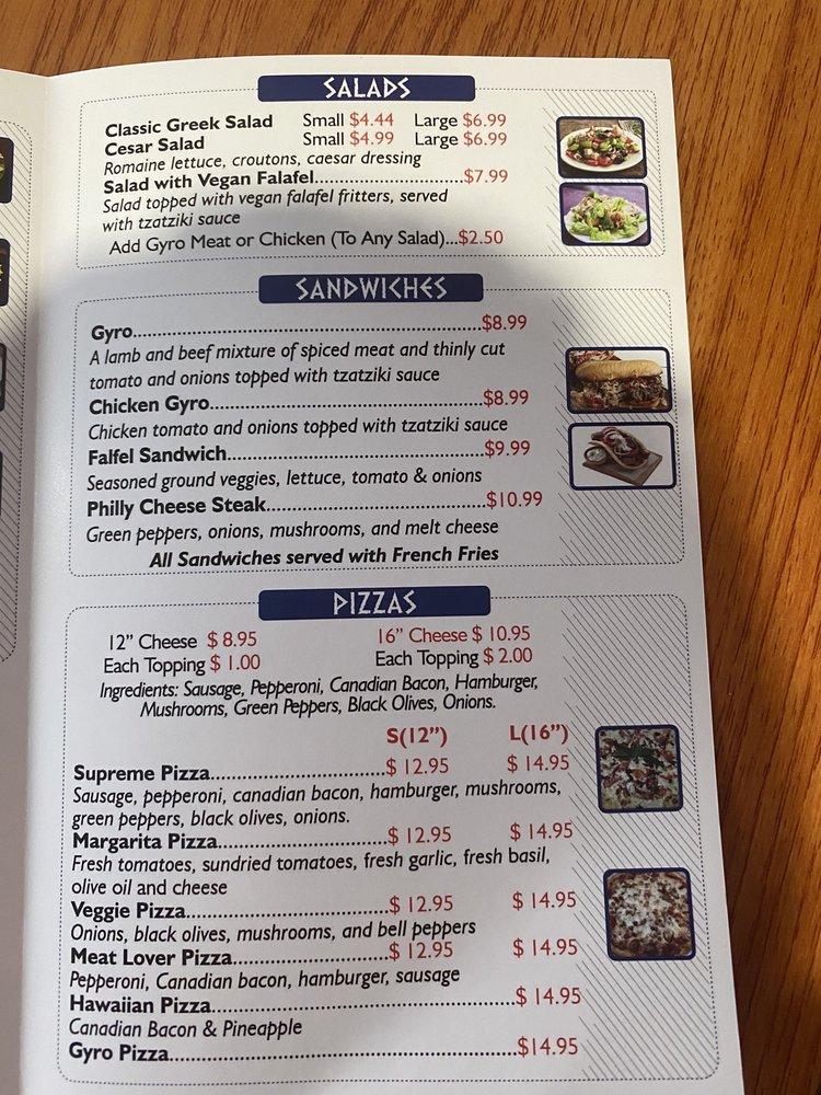 Menu at Greek Gyros restaurant, Georgetown