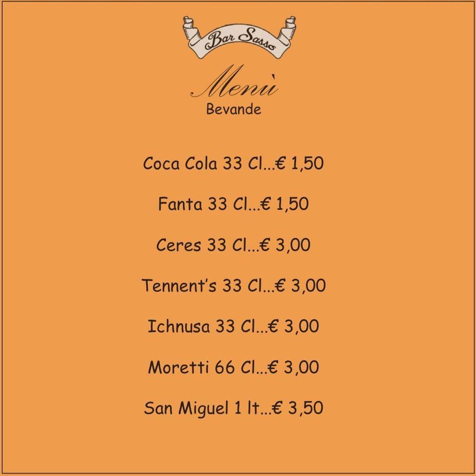 Menu da Il Sasso pub & bar, Città di Castello, Località Sasso n. 11