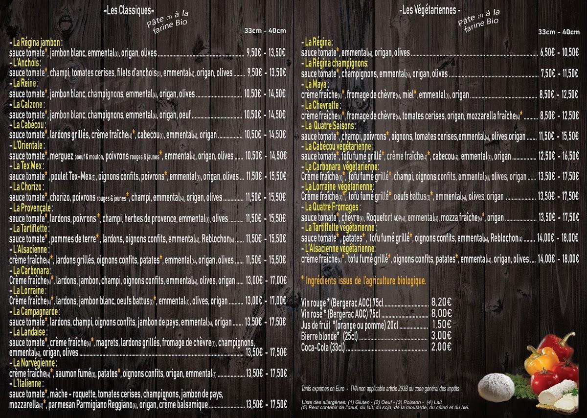 Menu at Le coin des privilégiés pizzeria, Léojac