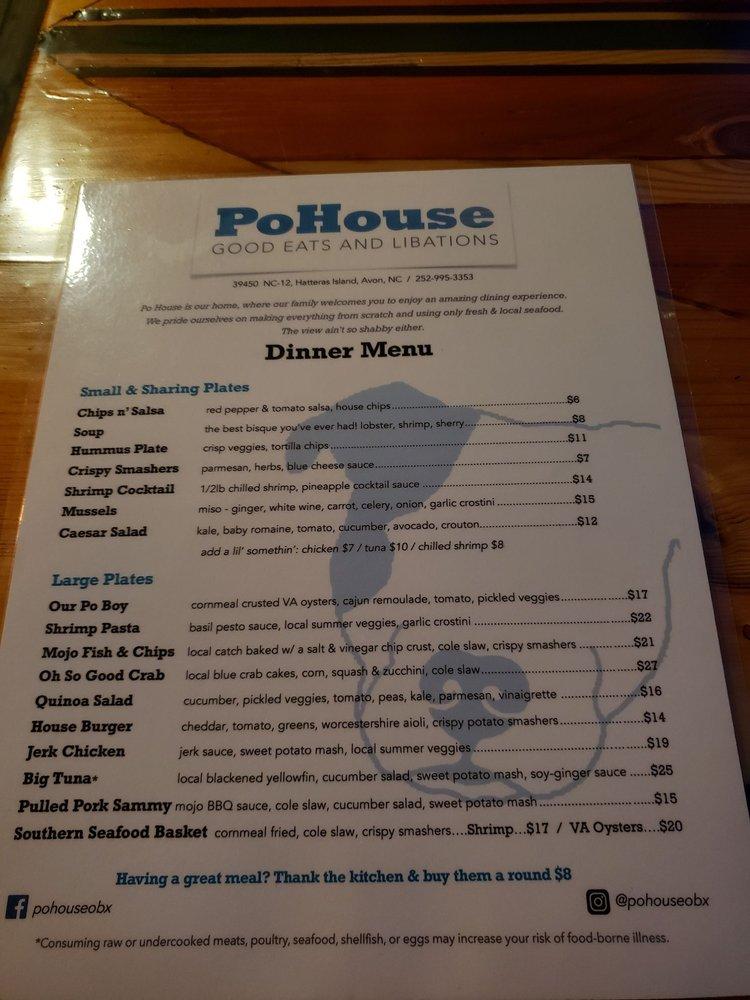 Menu at Po House, Good Eats & Libations, Sound - Side Dining pub & bar ...