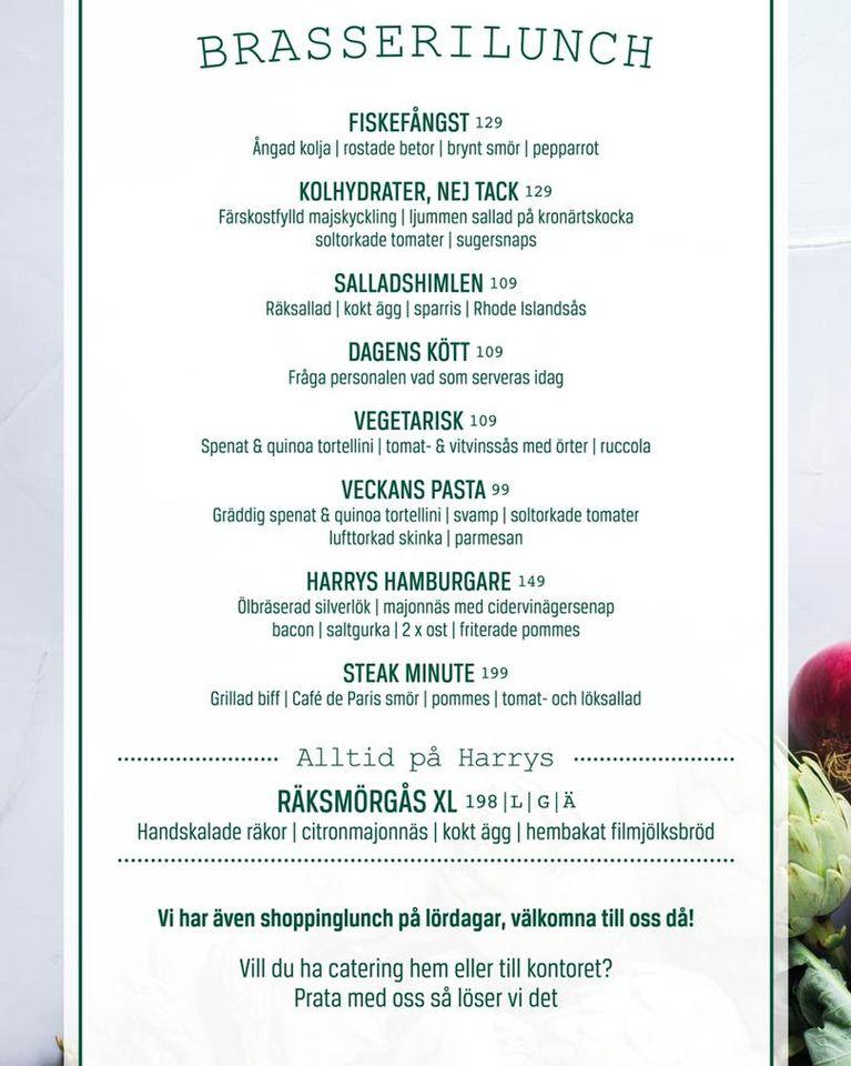 Menu at Harrys pub & bar, Gothenburg
