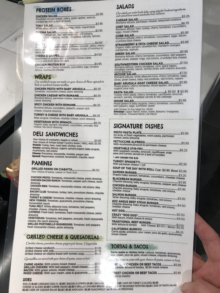 Menu at Jane's Cafe, San Diego