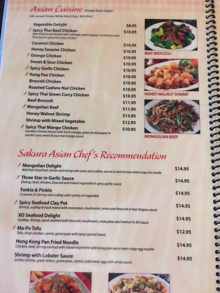 Menu at Sakura's Sushi and Grill restaurant, Kingman