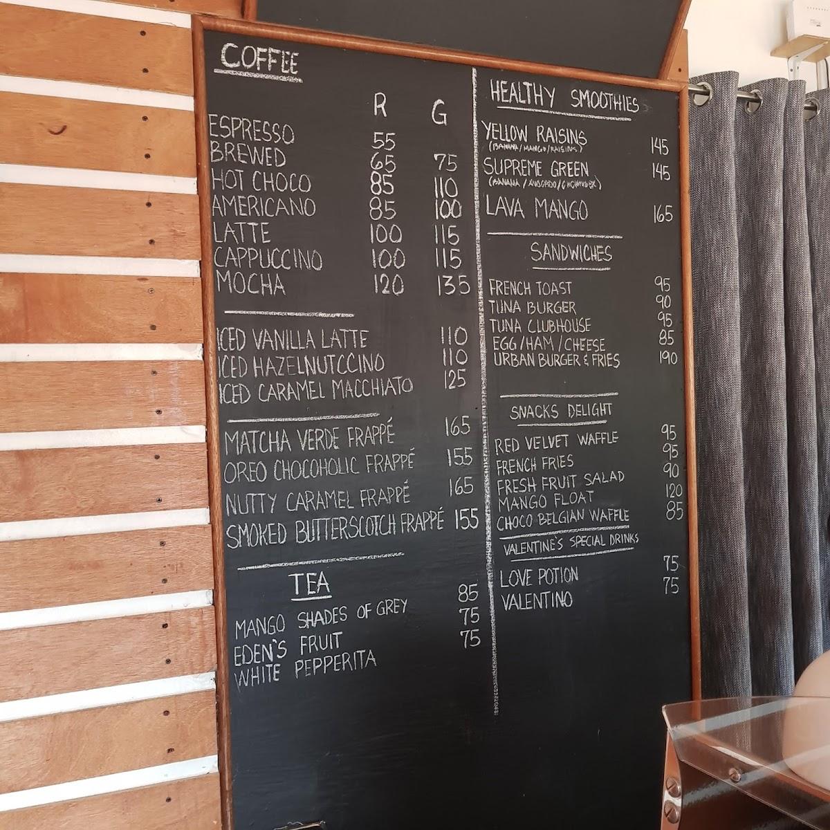Menu at Urban Café cafe, Bogo City