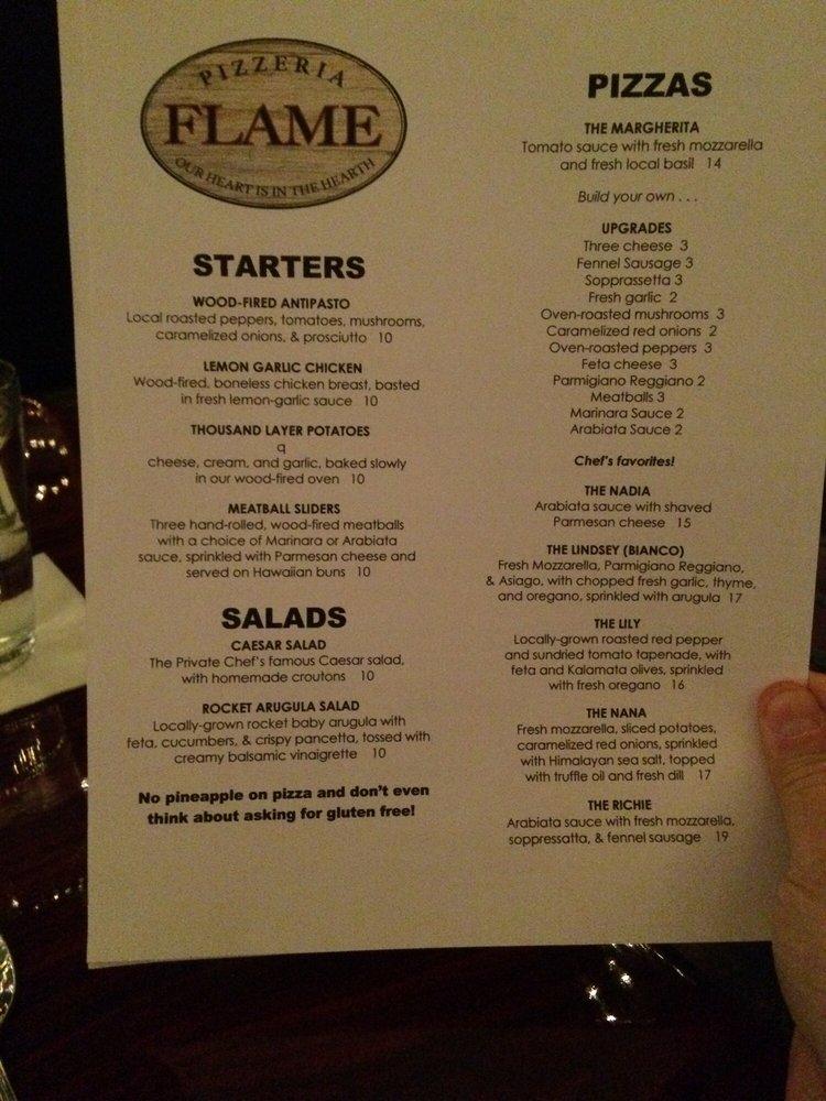 Menu at Flame Pizzeria, Los Angeles, Vanowen St