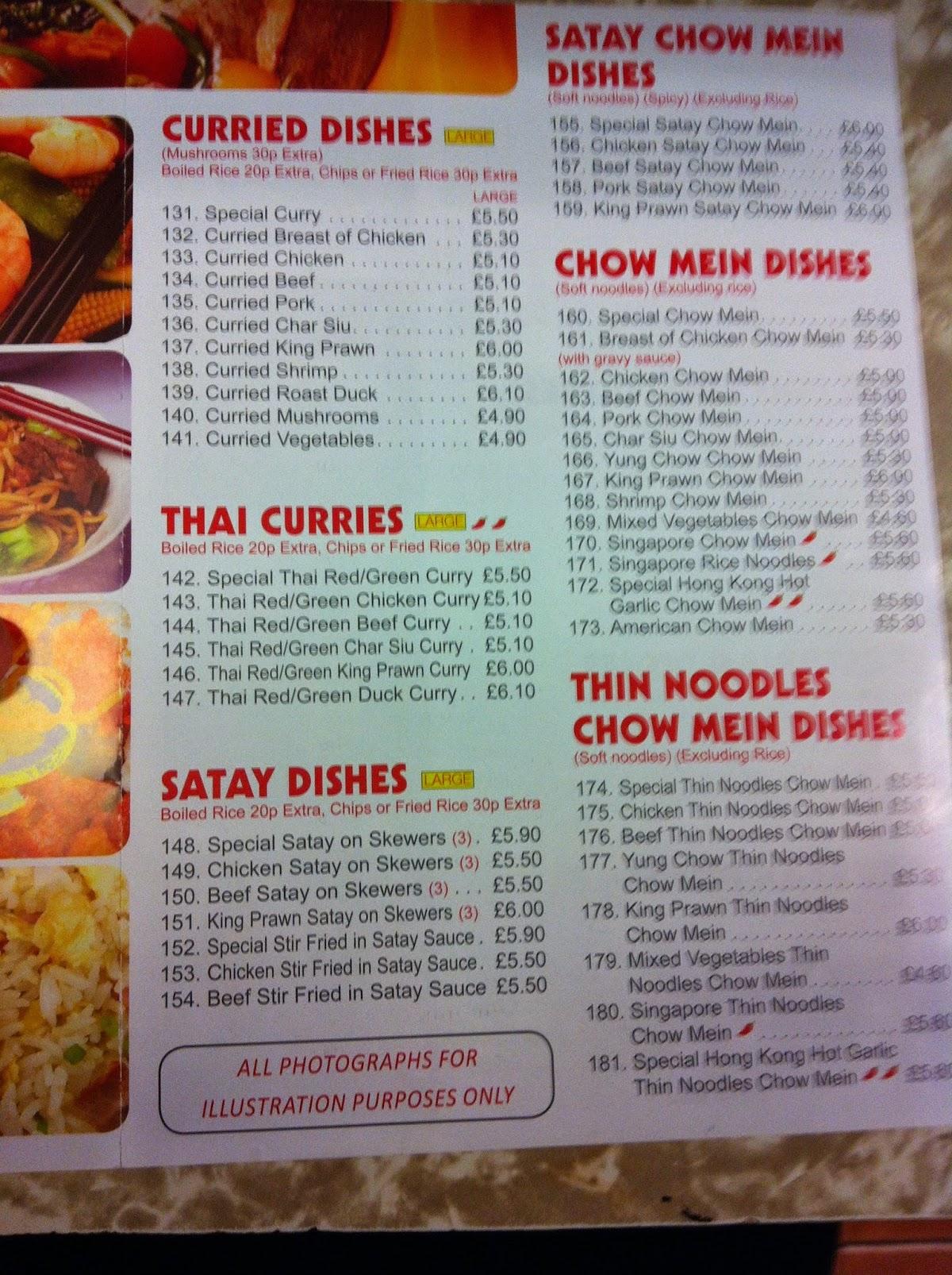 Menu at New Hong Gai fast food, Stirling