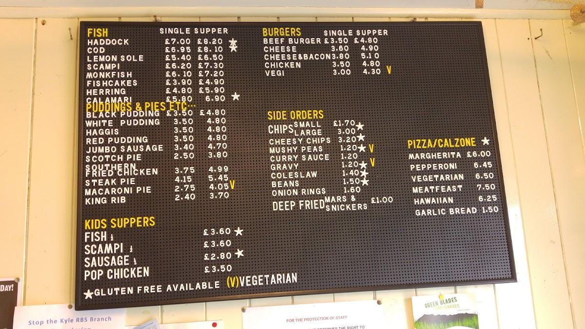 Menu at The Harbour Fish Bar, Plockton