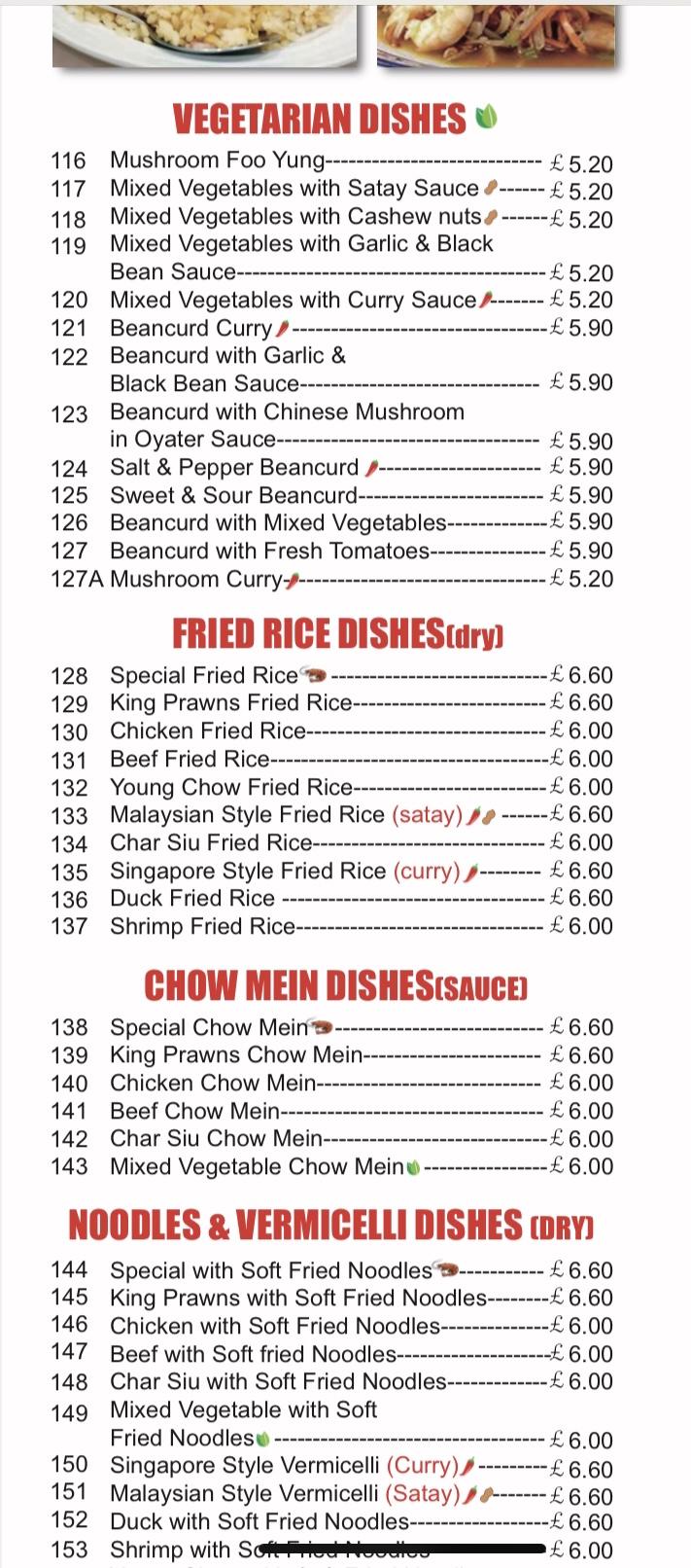 Menu at Yan's Express fast food, York