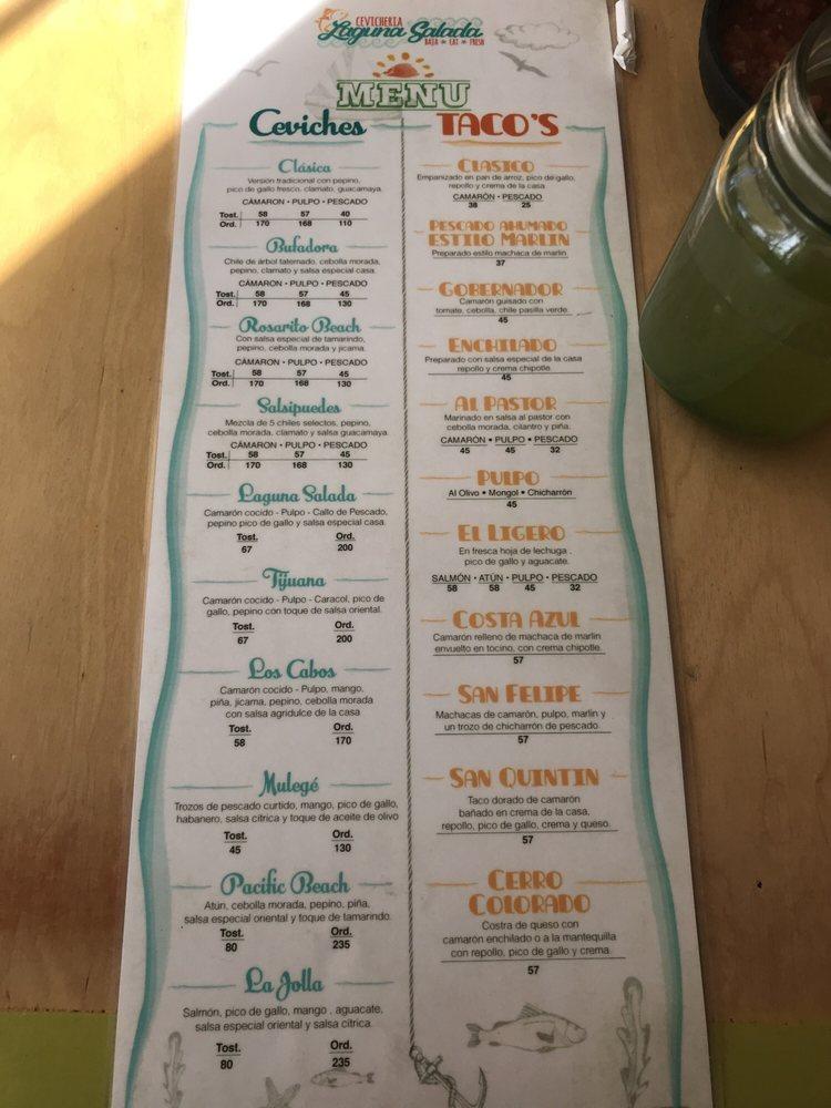 Menu at Cevicheria Laguna Salada restaurant, Tijuana, Blvr. Lázaro ...