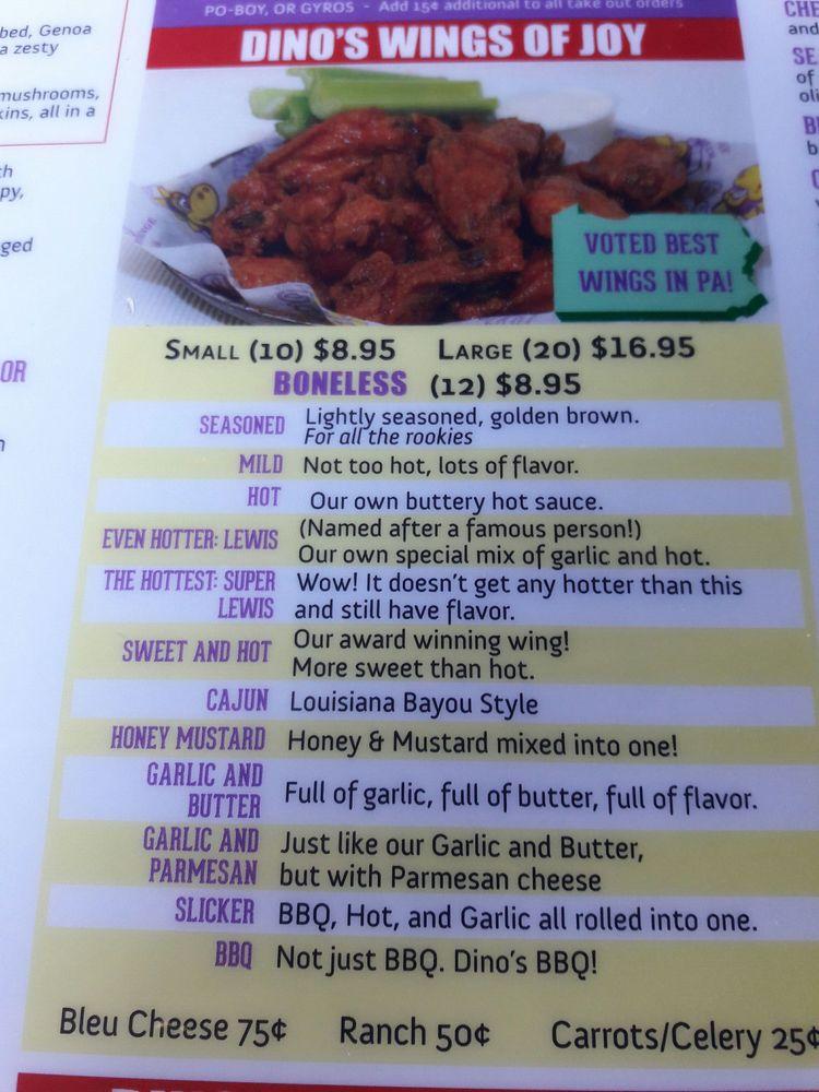 Menu at Dino's Sports Lounge pub & bar, Greensburg, Towne Square Dr