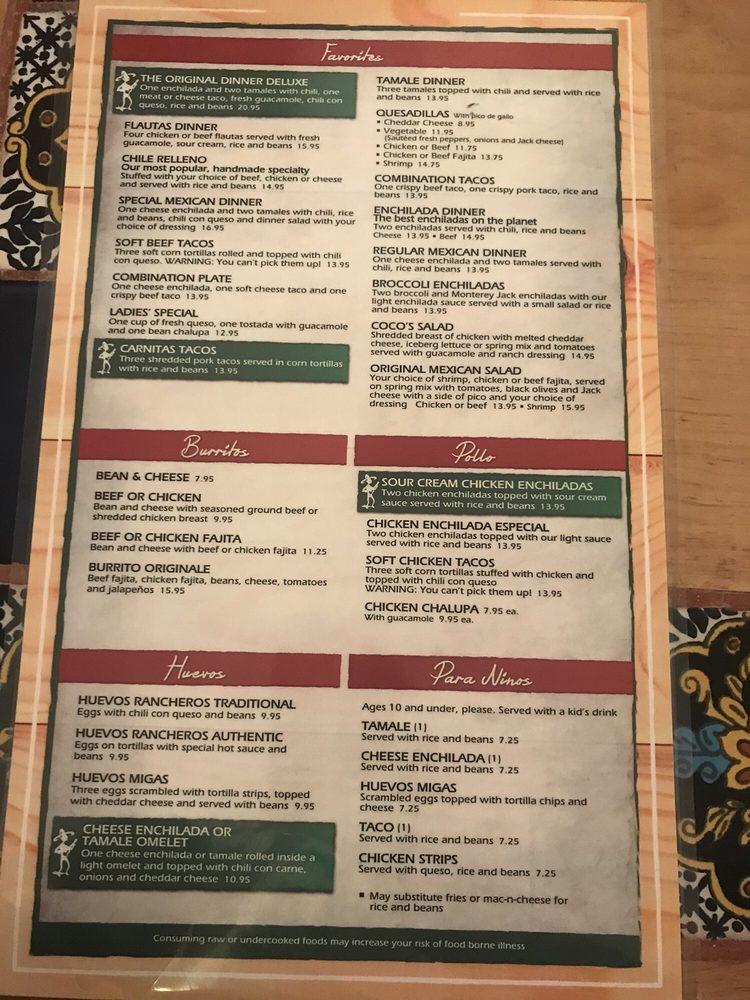 Menu at Original Mexican Eats Cafe, Fort Worth