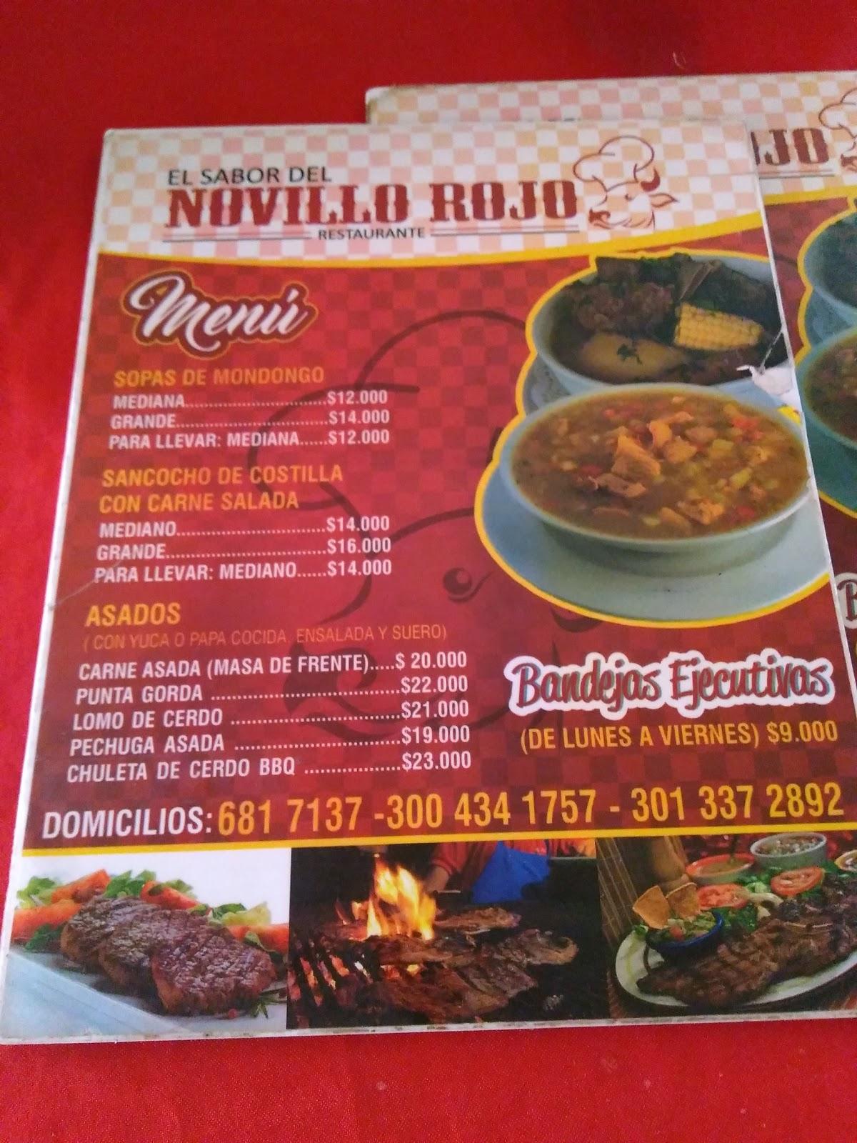 Carta de Restaurante Novillo Rojo, Cartagena