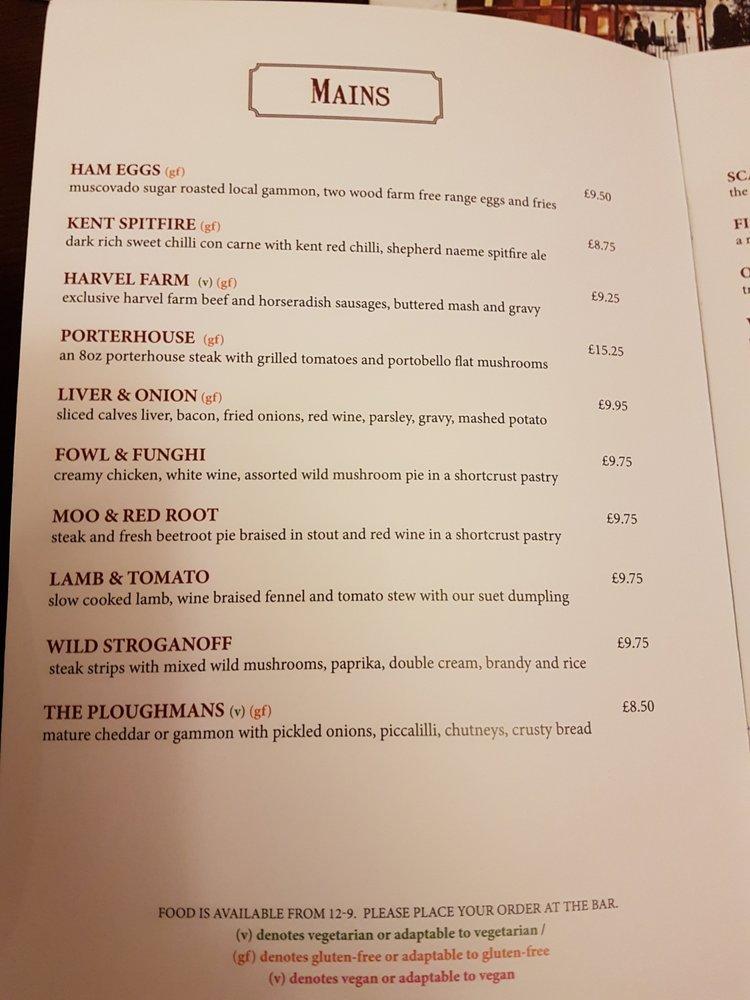 Menu at Three Daws pub & bar, Gravesend