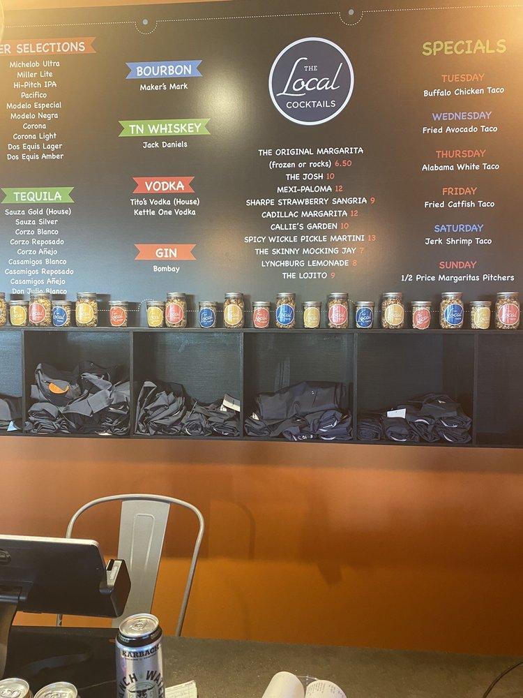 Menu at The Local Taco restaurant, Murfreesboro