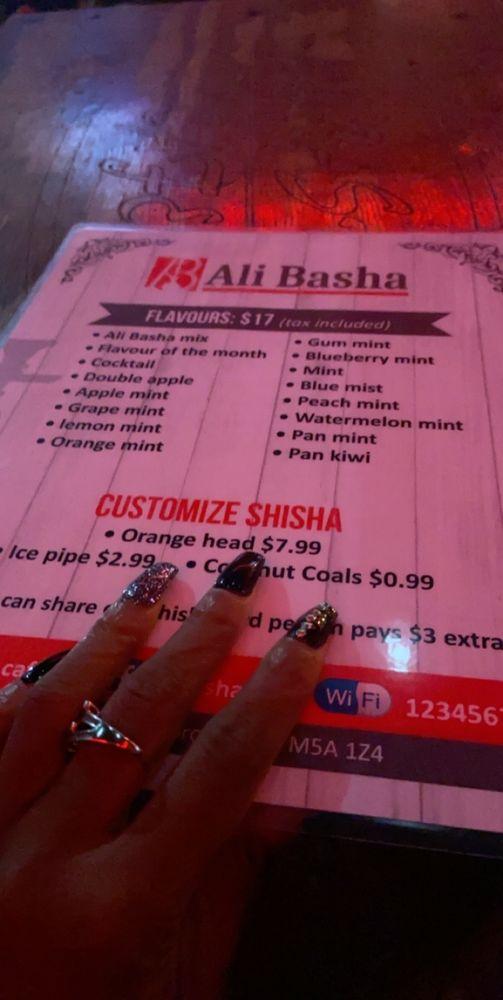 Menu at Ali Basha Cafe, Toronto