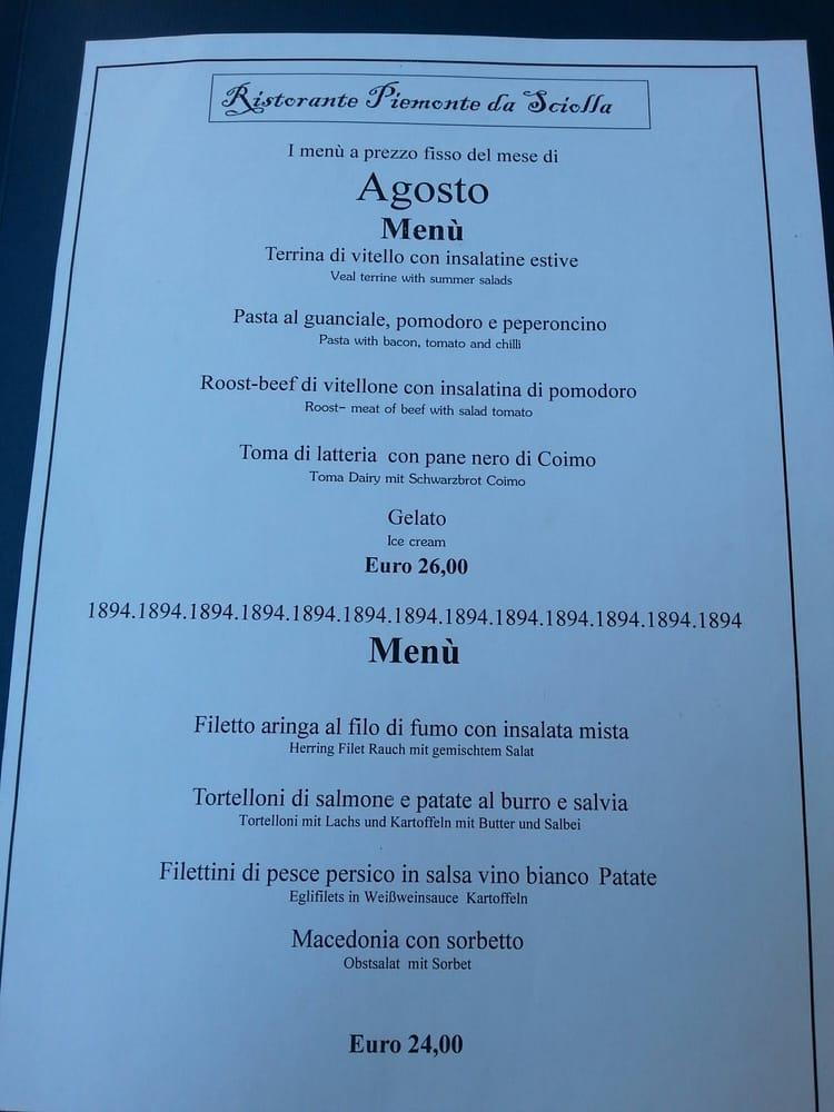 Menu da Piemonte "da Sciolla" - Ristorante con Locanda, Domodossola
