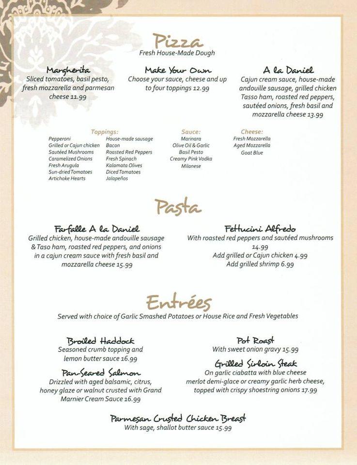 Menu at Daniel's Grill pub & bar, Marcellus
