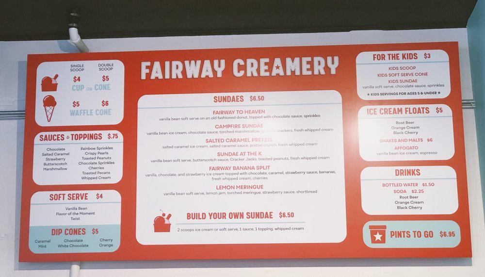 Menu at Fairway Creamery restaurant, Fairway