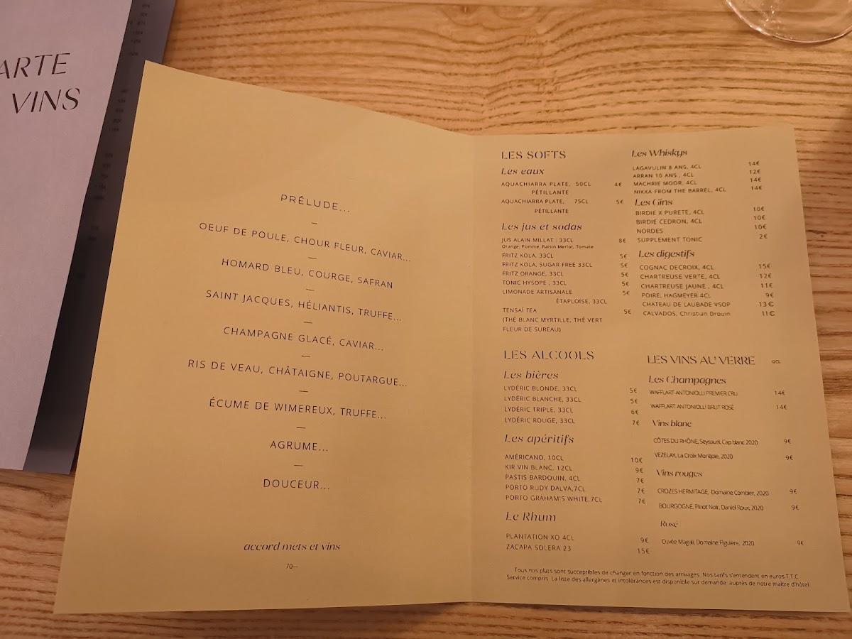 Menu at Restaurant PURETÉ, Lille