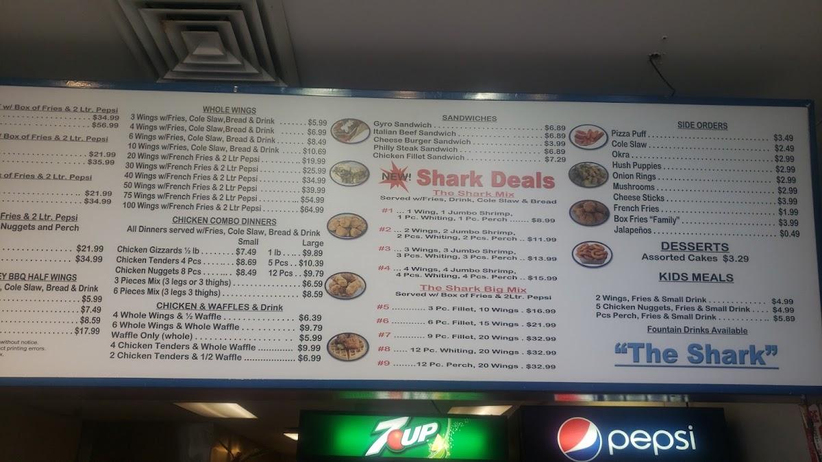 Menu at The Shark restaurant, Indianapolis