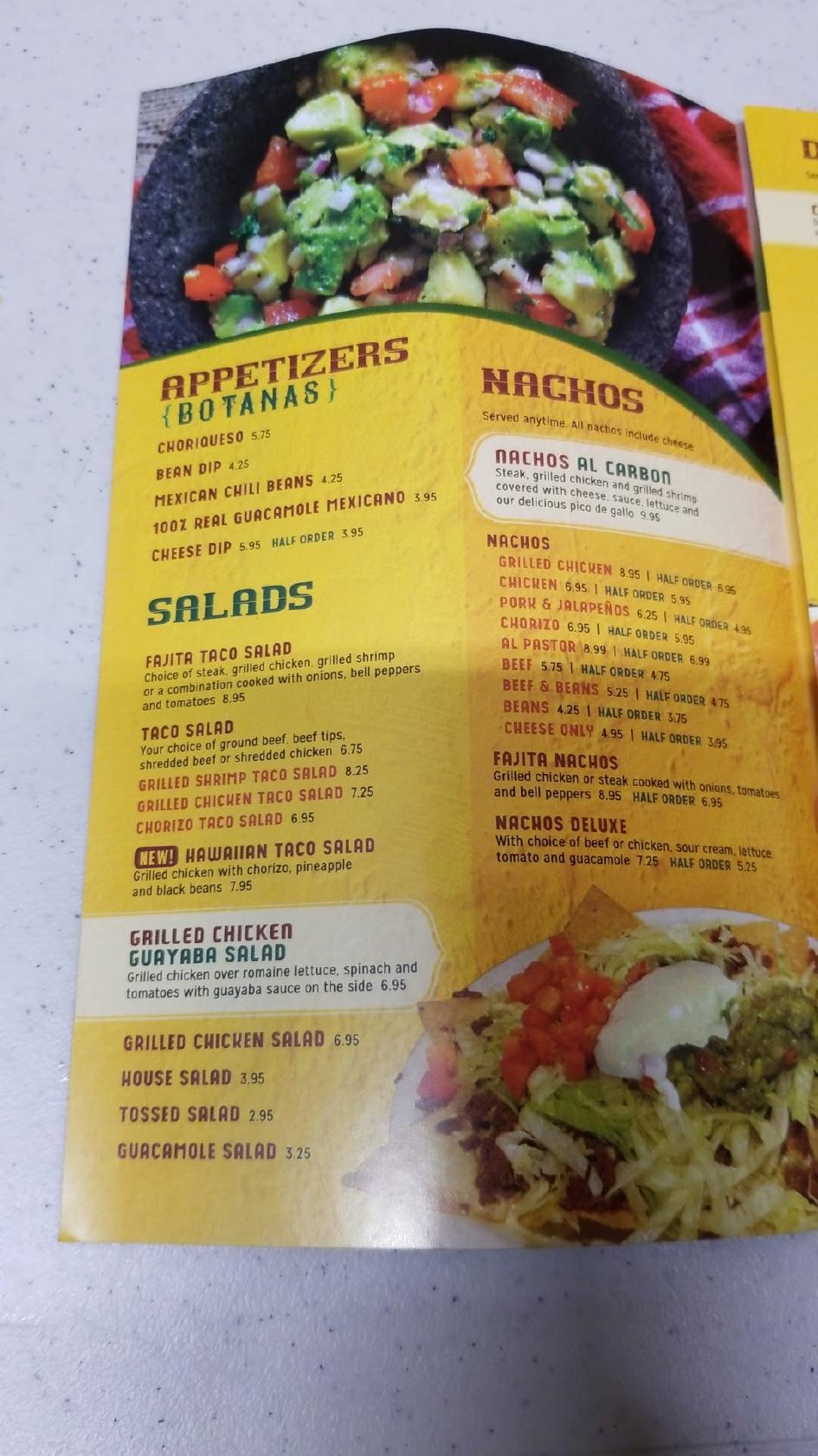 Menu at Iguana's Mexican Restaurant, Brownsburg