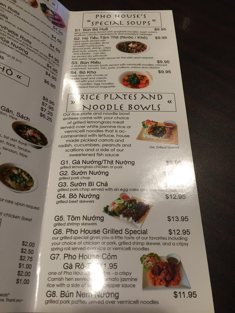 Menu at Pho House restaurant, Germantown