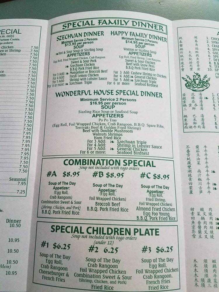 Menu at Wonderful House Chinese Restaurant, Trinidad