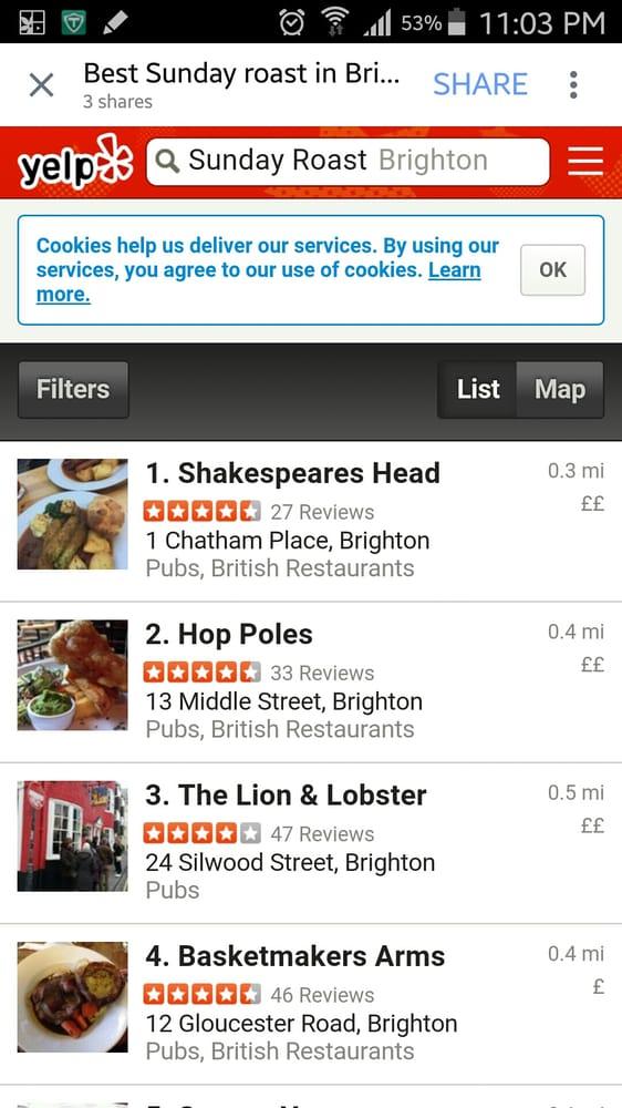 Menu at Hop Poles pub & bar, Brighton