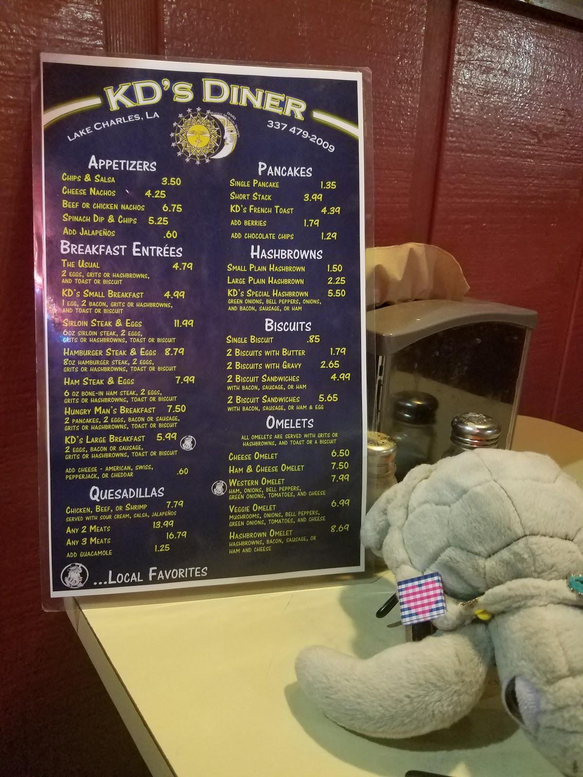 Menu at KD's Diner restaurant, Lake Charles