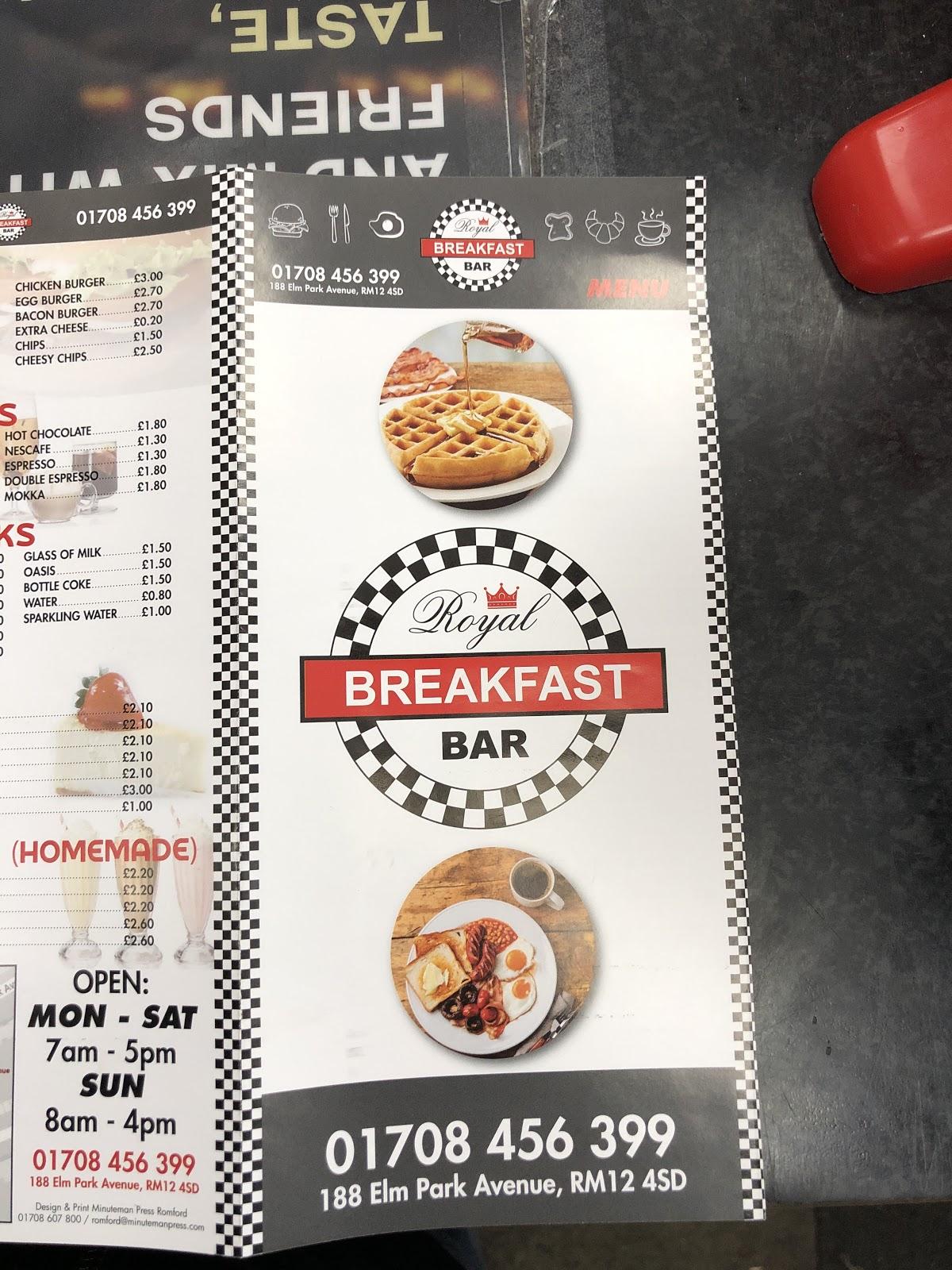 Menu at Royal Breakfast Bar Cafe, Hornchurch