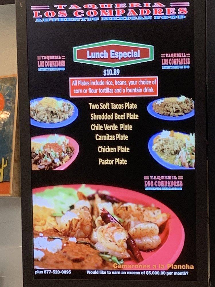 Menu at Taqueria los compadres III fast food, Rancho Cordova