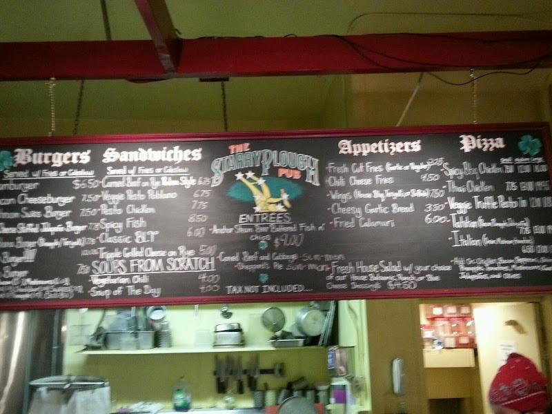 Menu at The Starry Plough Pub, Berkeley