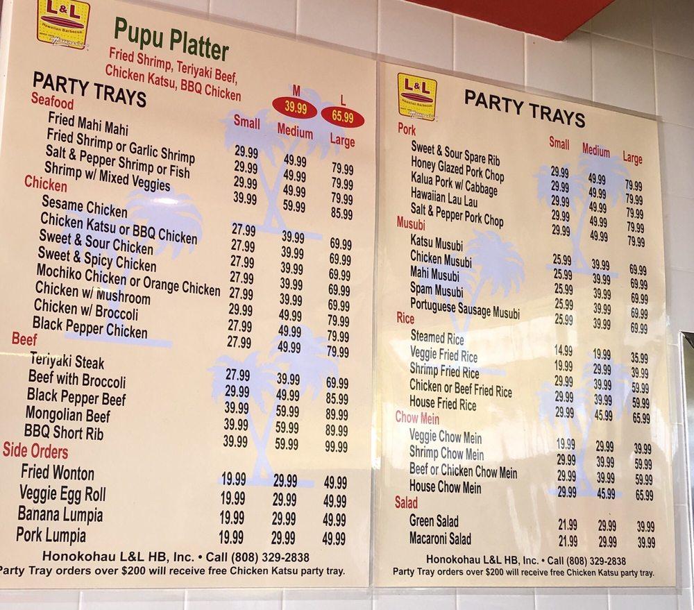 Menu at L&L Hawaiian Barbecue, Kailua-Kona, 74-5035 Queen Ka'ahumanu Hwy