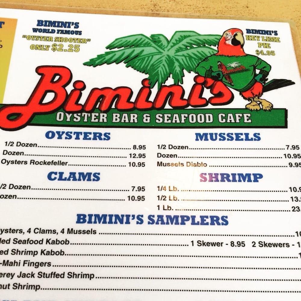 Menu at Bimini's Oyster Bar & Seafood Market - MYRTLE BEACH, Myrtle Beach