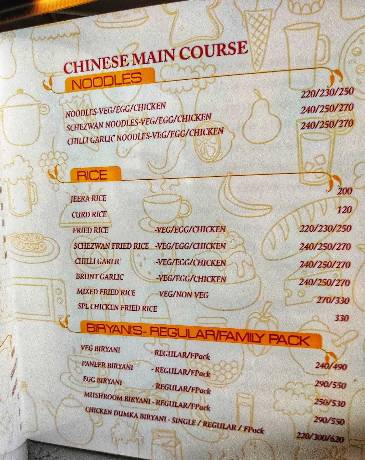 Menu at Hyderabad Chefs, India