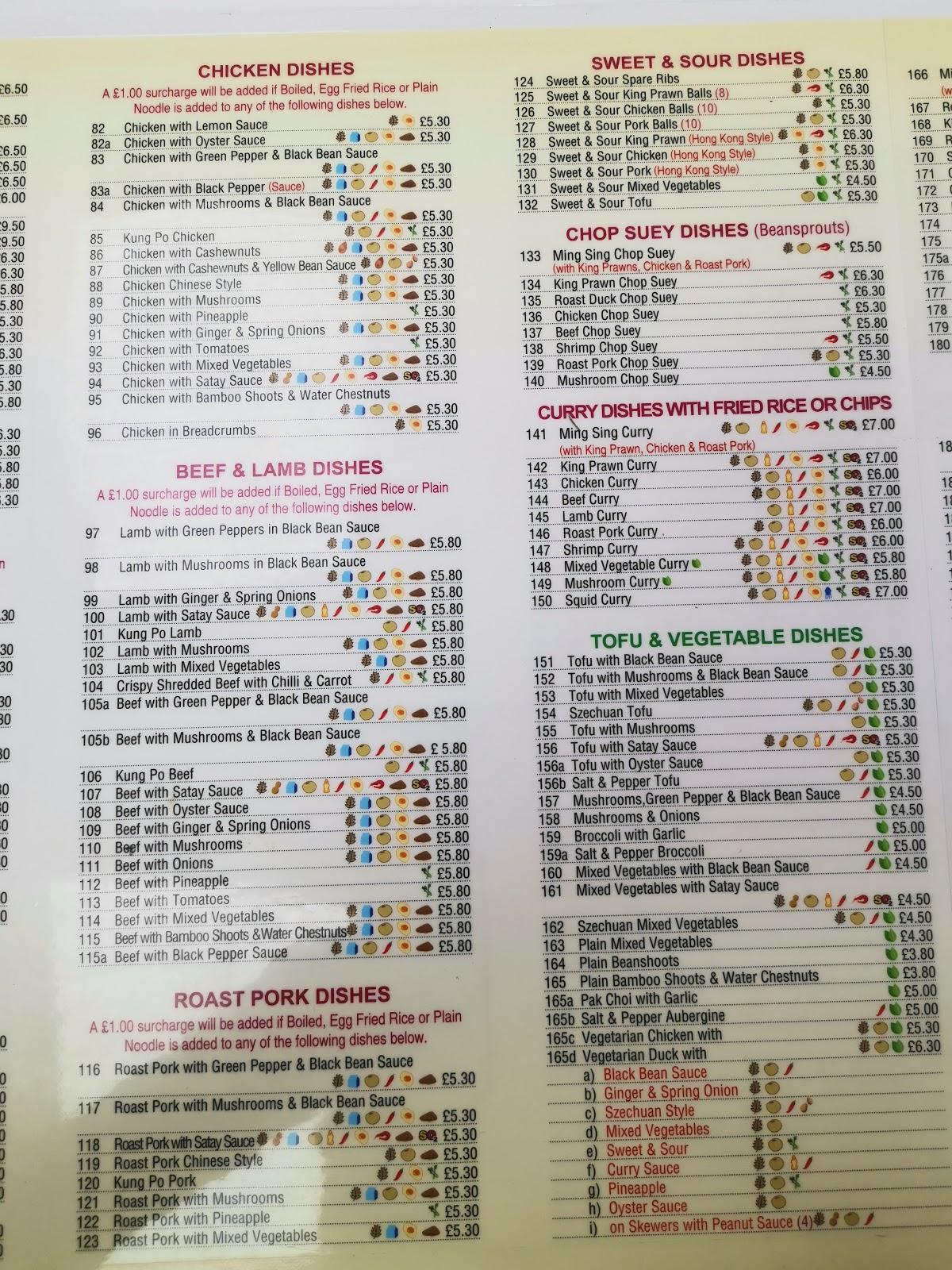 Menu at Ming Sing Chinese Takeaway fast food, Harrow, 122 Pinner Rd