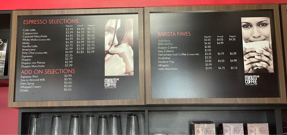Menu at Minuti Coffee cafe, Sugar Land, Hwy 6