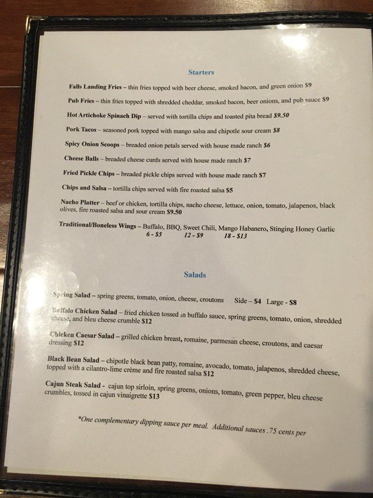 Menu at Falls Landing Restaurant, Sioux Falls