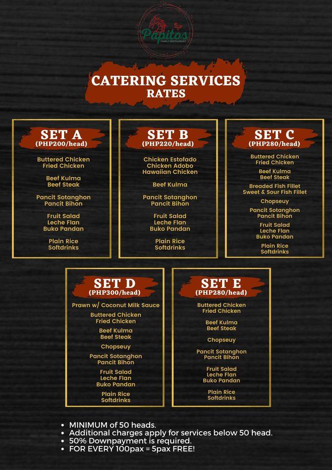 Menu at Papito's Family Restaurant, Zamboanga