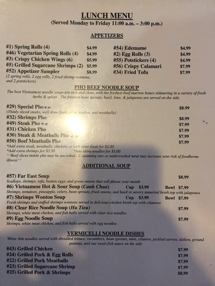 Menu at Saigon Nites restaurant, Scottsdale, Hayden Rd #127