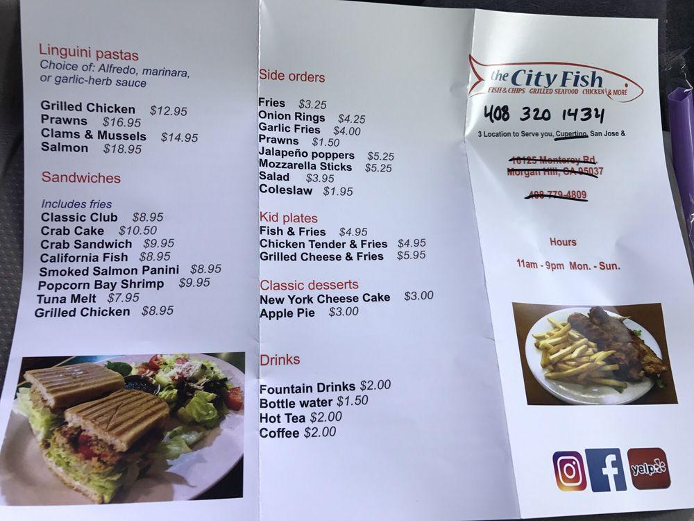 Menu at The City Fish restaurant, Cupertino