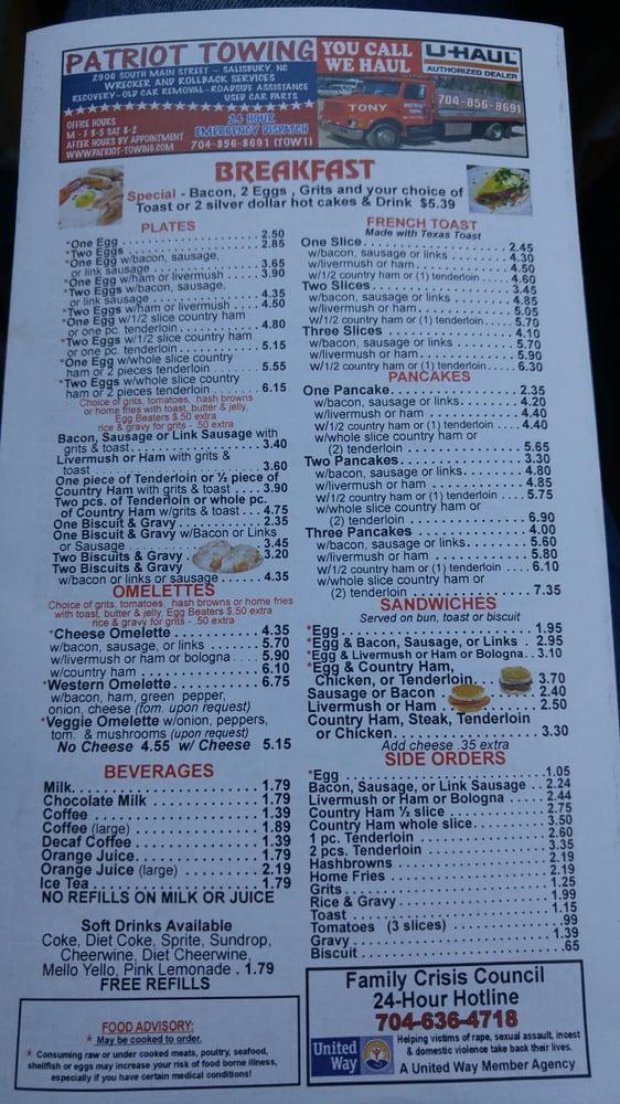 Menu at College Barbecue, Salisbury